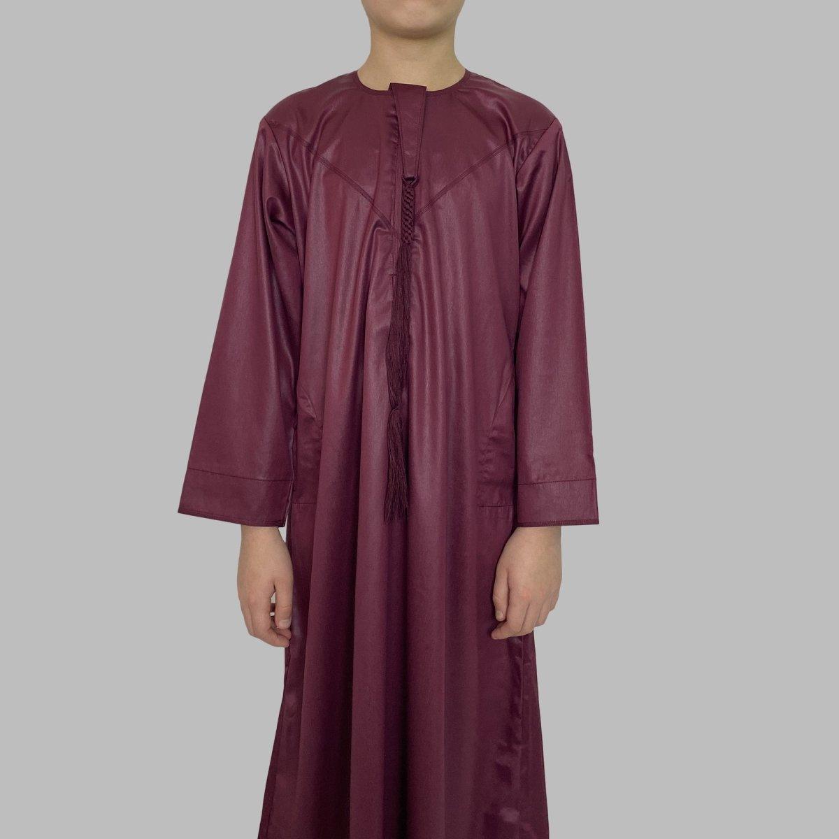Boys Maroon Emirati Thobe | Kids Jubba - Alhaya Fashion
