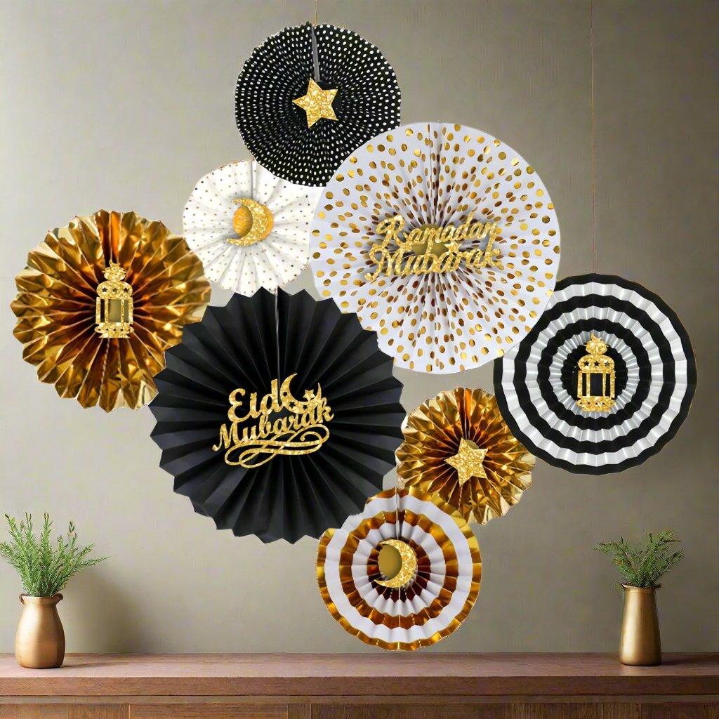 Ramadan & Eid Decorative Paper Fans Set – Festive Décor