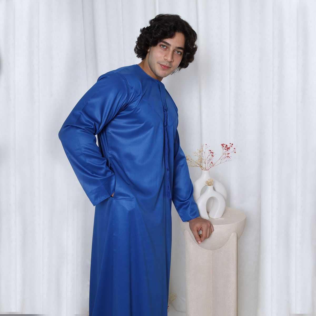 Deep Blue Emirati Thobe for Men | Islamic Jubba