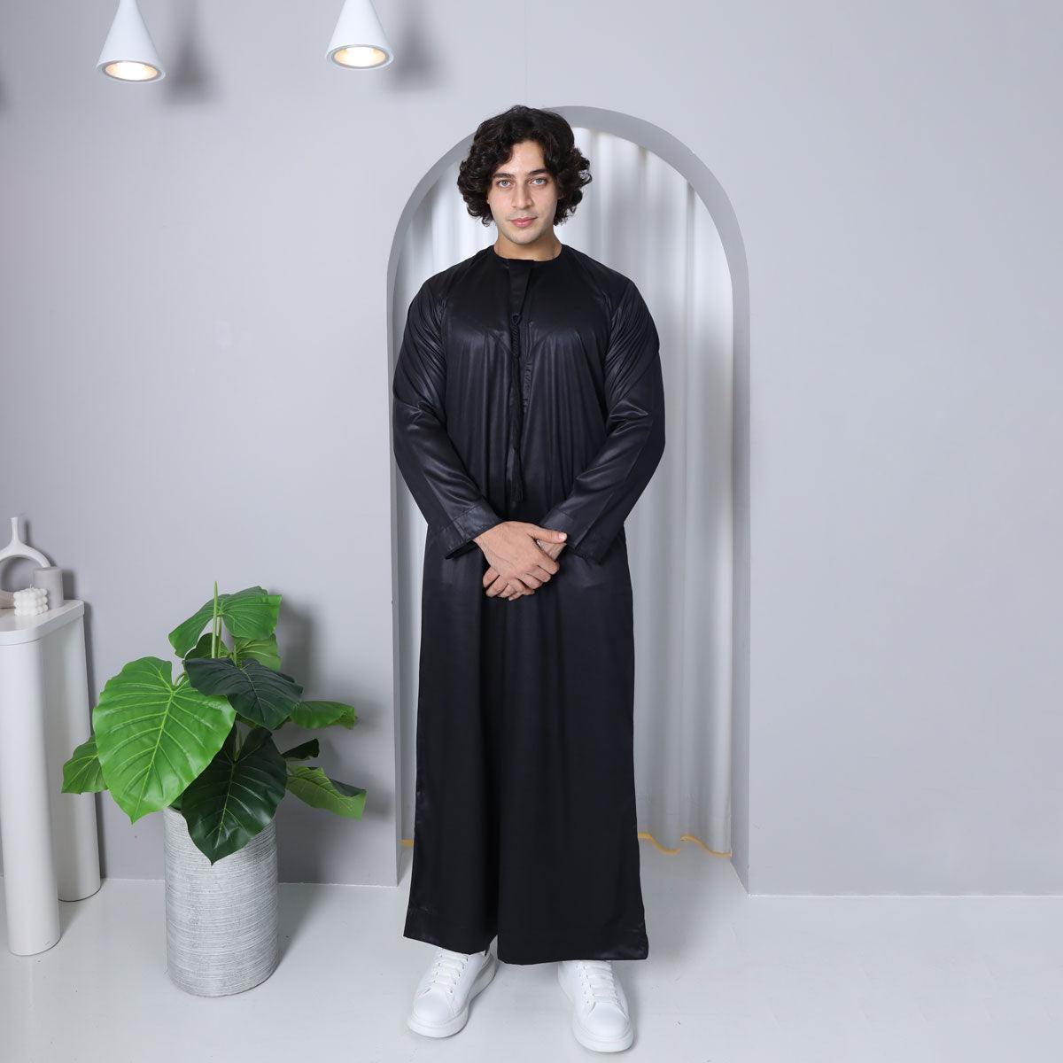 Black Emirati Thobe for Men | Islamic Jubba | Alhaya Fashion