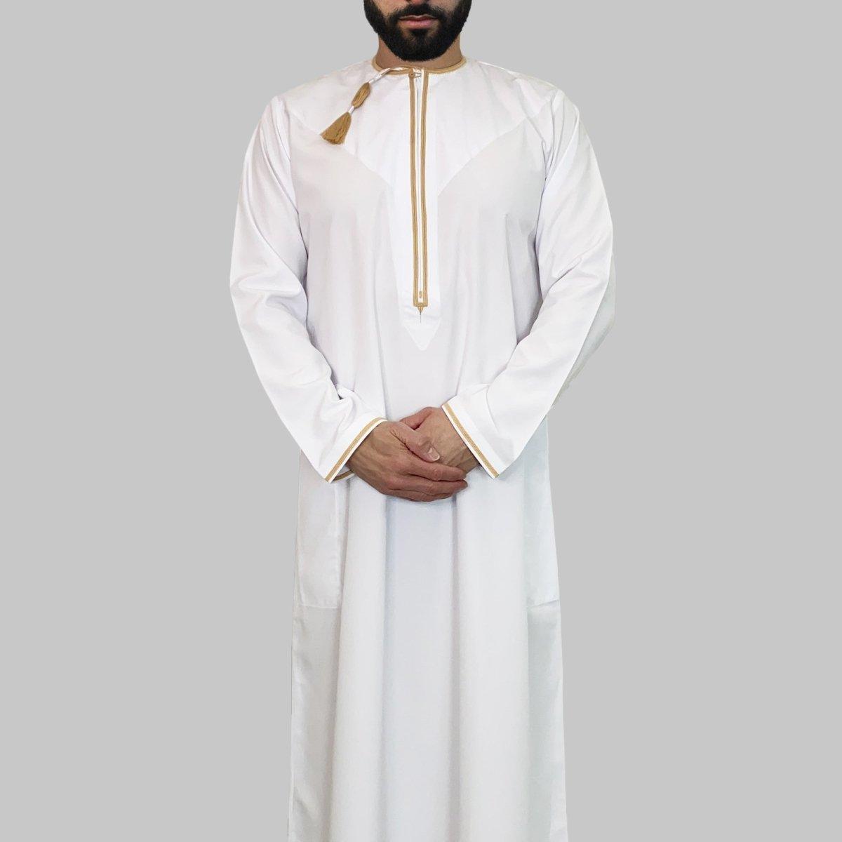 White Gold Omani Dishdasha | Men's Omani Thobe & Jubbas